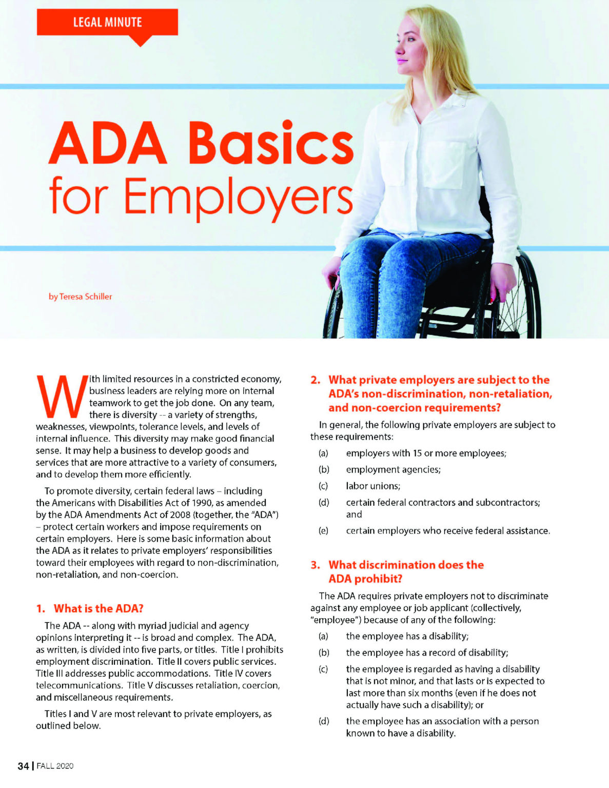 ADA Basics for Employers - Teresa Schiller Law PLLC