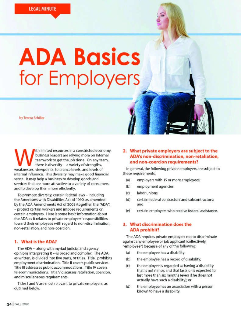 ADA Basics for Employers - Teresa Schiller Law PLLC