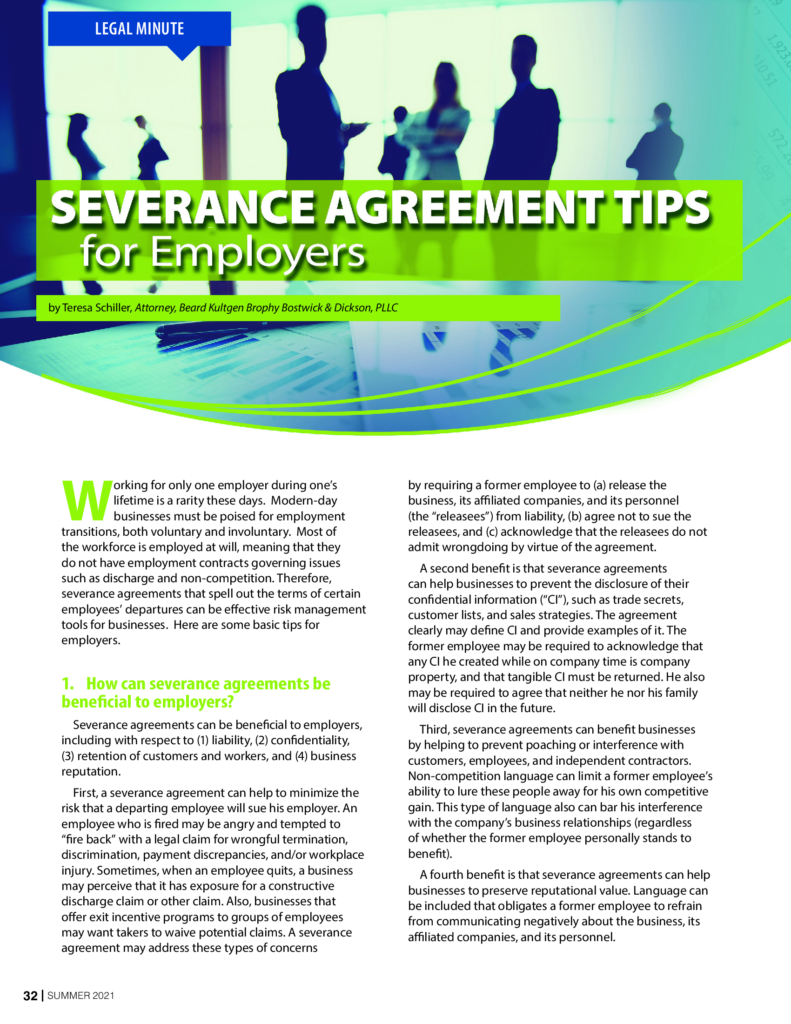 Severance Agreement Tips for Employers - Teresa Schiller Law PLLC